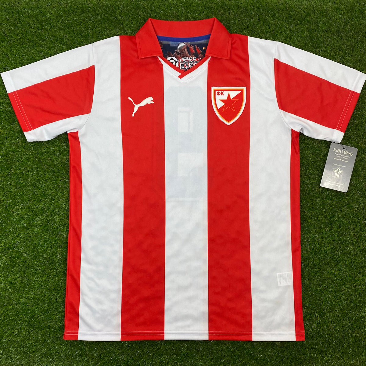Red Star, Belgrade, Men's Retro Soccer Jersey, 1991, Pancev #9 ...